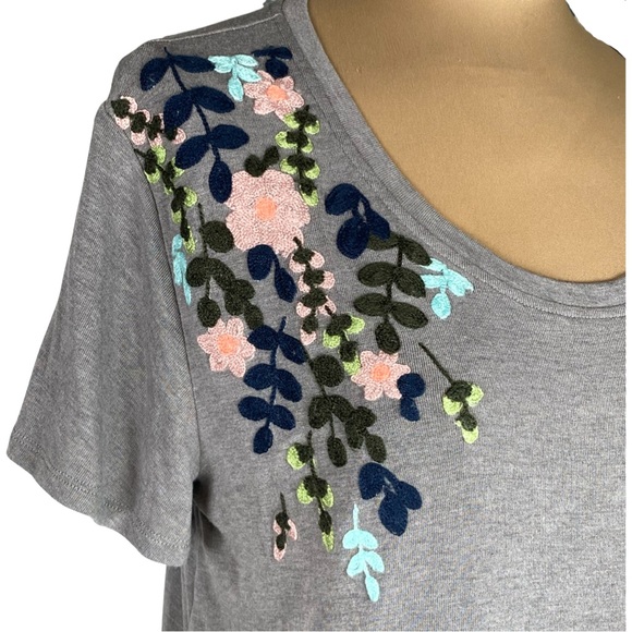 Grace & Lace | Tops | Grace Lace Everly Embroidered Tee Size M Gray ...